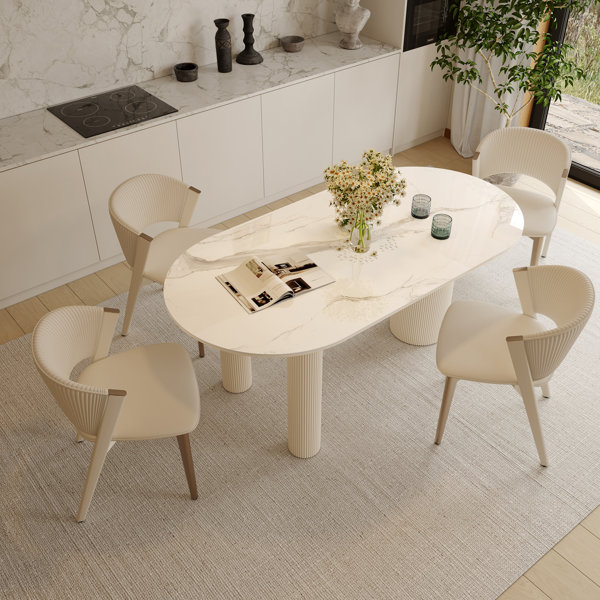 Orren Ellis Luxe Creamy Dining Table with Roman Column Legs & Reviews - Wayfair Canada